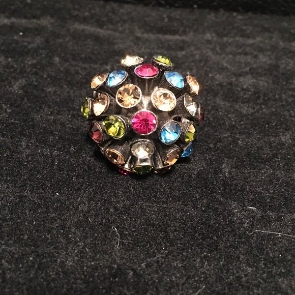 Jewelry | Multi Color Rhinestone Dome Stretchable Ring | Poshmark